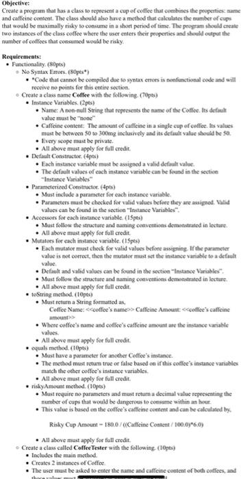 Solved Objective: Create a program that has a class to | Chegg.com