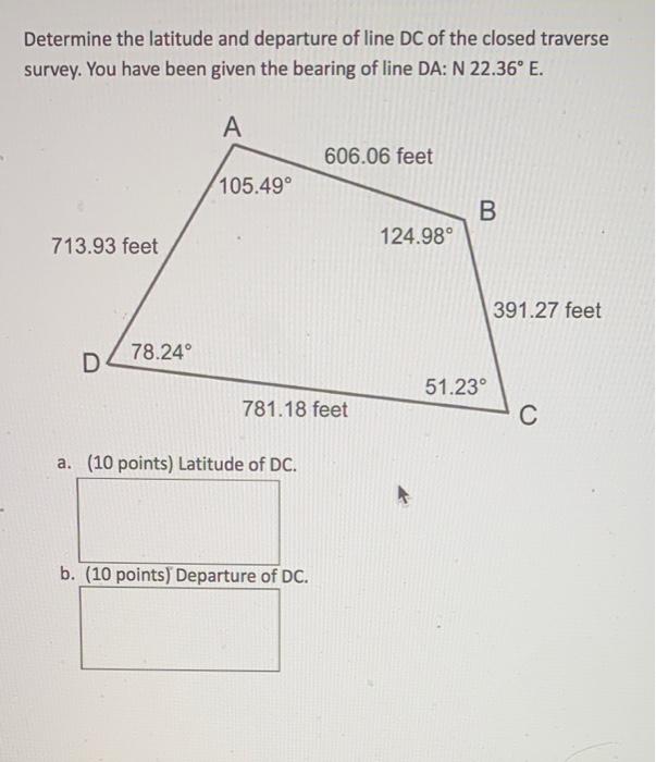 Solved Determine the latitude and departure of line DC of | Chegg.com