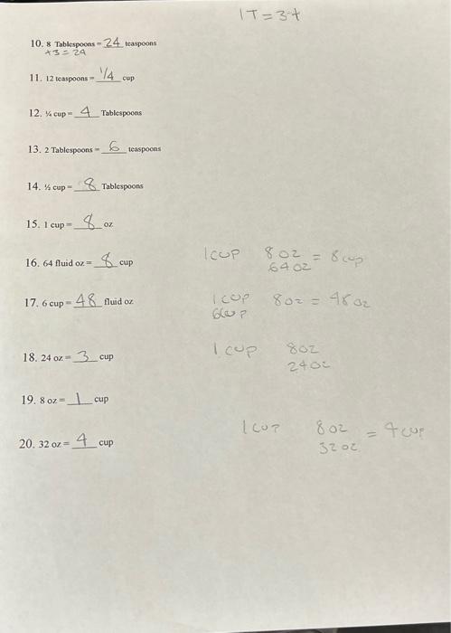 Solved 1. 3 quart =6 pints ×2 1pt=2 cups 2. 2 pint 1 cup =5 | Chegg.com