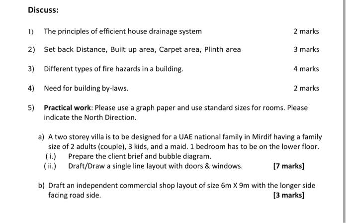 Solved 1) The principles of efficient house drainage system | Chegg.com