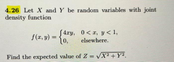 4.26 Let X and Y be random variables with joint | Chegg.com