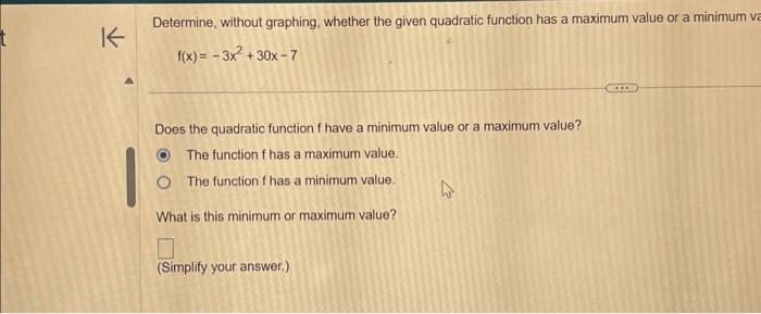 Solved Determine, without graphing, whether the given | Chegg.com