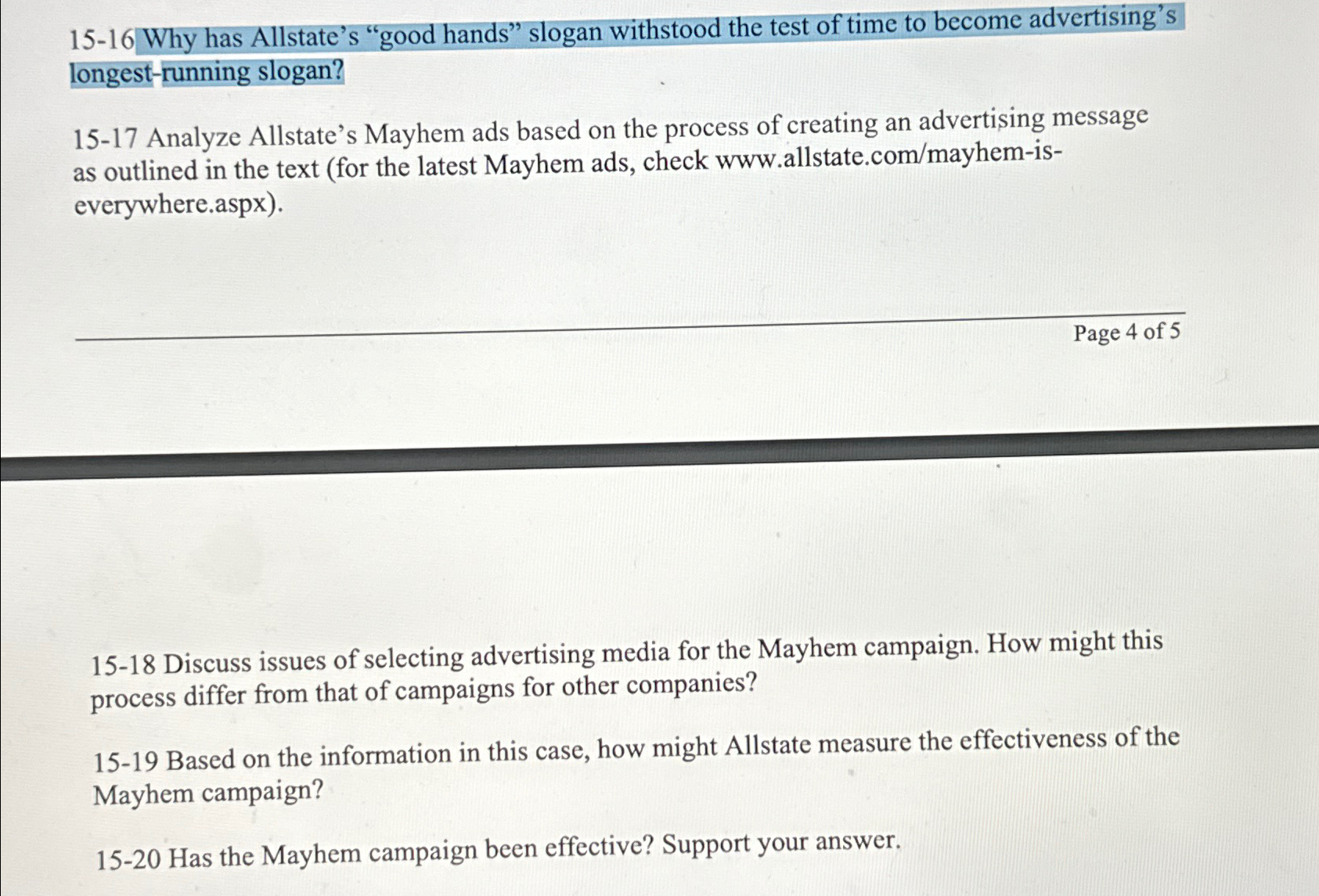 Solved 15-16 ﻿Why has Allstate's "good hands" slogan | Chegg.com