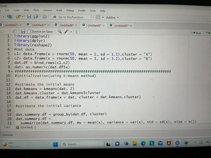 Solved This is code for gaussian mixture model clustering i | Chegg.com