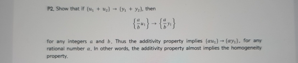 Solved P2. ﻿Show that if {u1+u2}→{y1+y2}, | Chegg.com