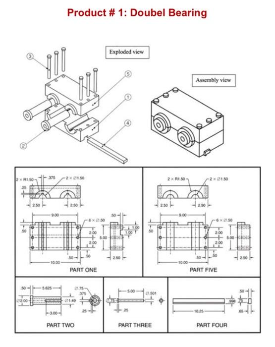 Solved Product # 1: Doubel Bearing Exploded view Assembly | Chegg.com