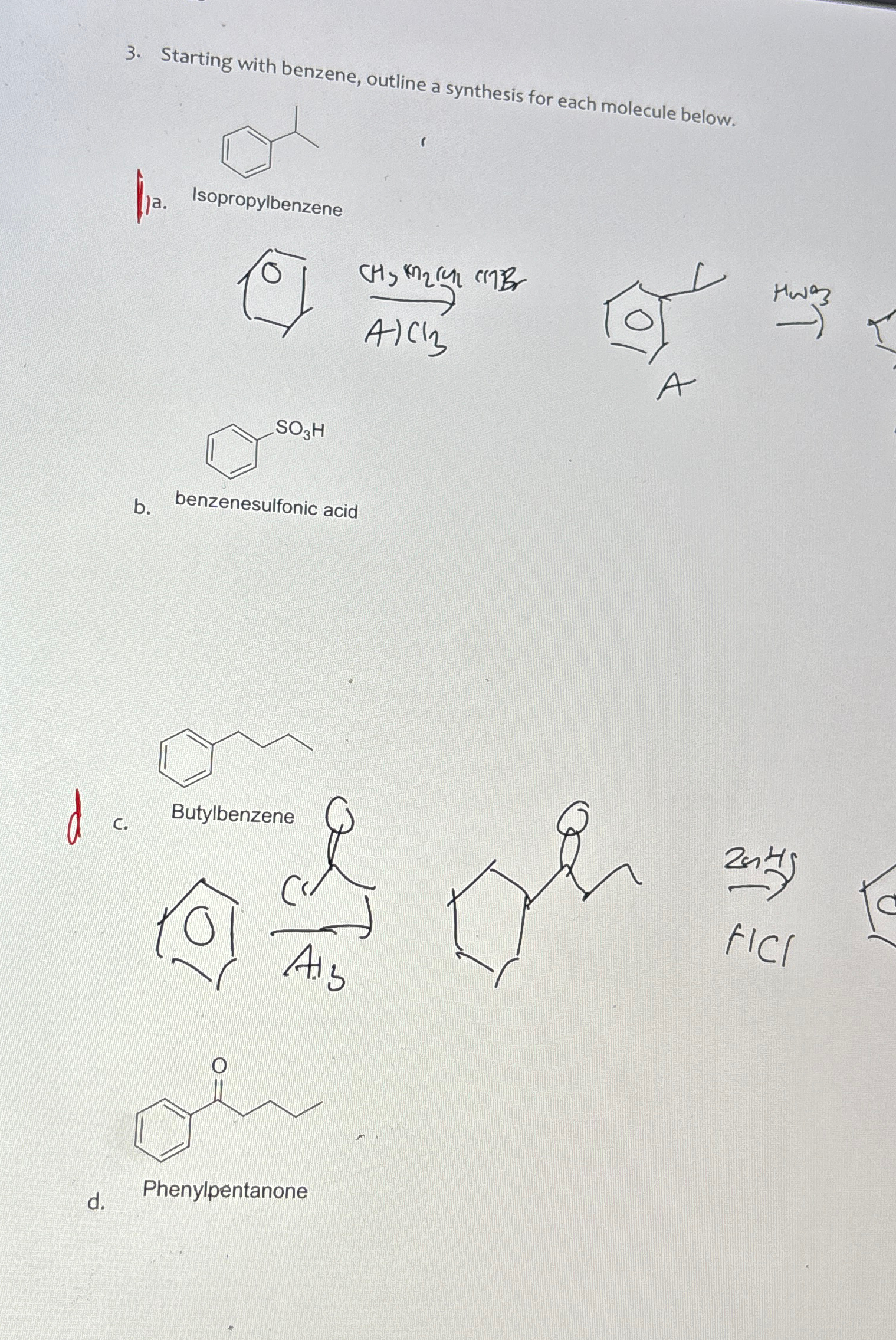 Solved Starting with benzene, outline a synthesis for each | Chegg.com