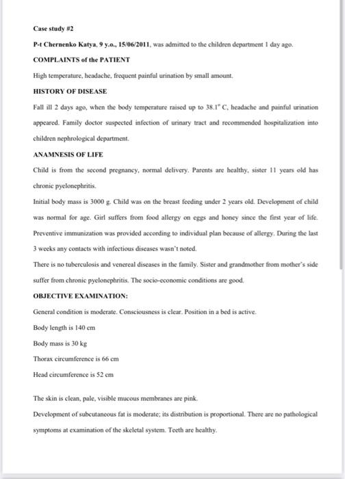 Solved This is paediatrics. Case study for diagnosi for the | Chegg.com