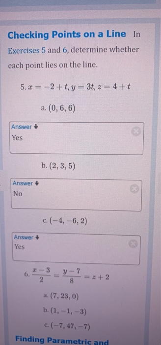Solved Checking Points on a Line In Exercises 5 and 6, | Chegg.com
