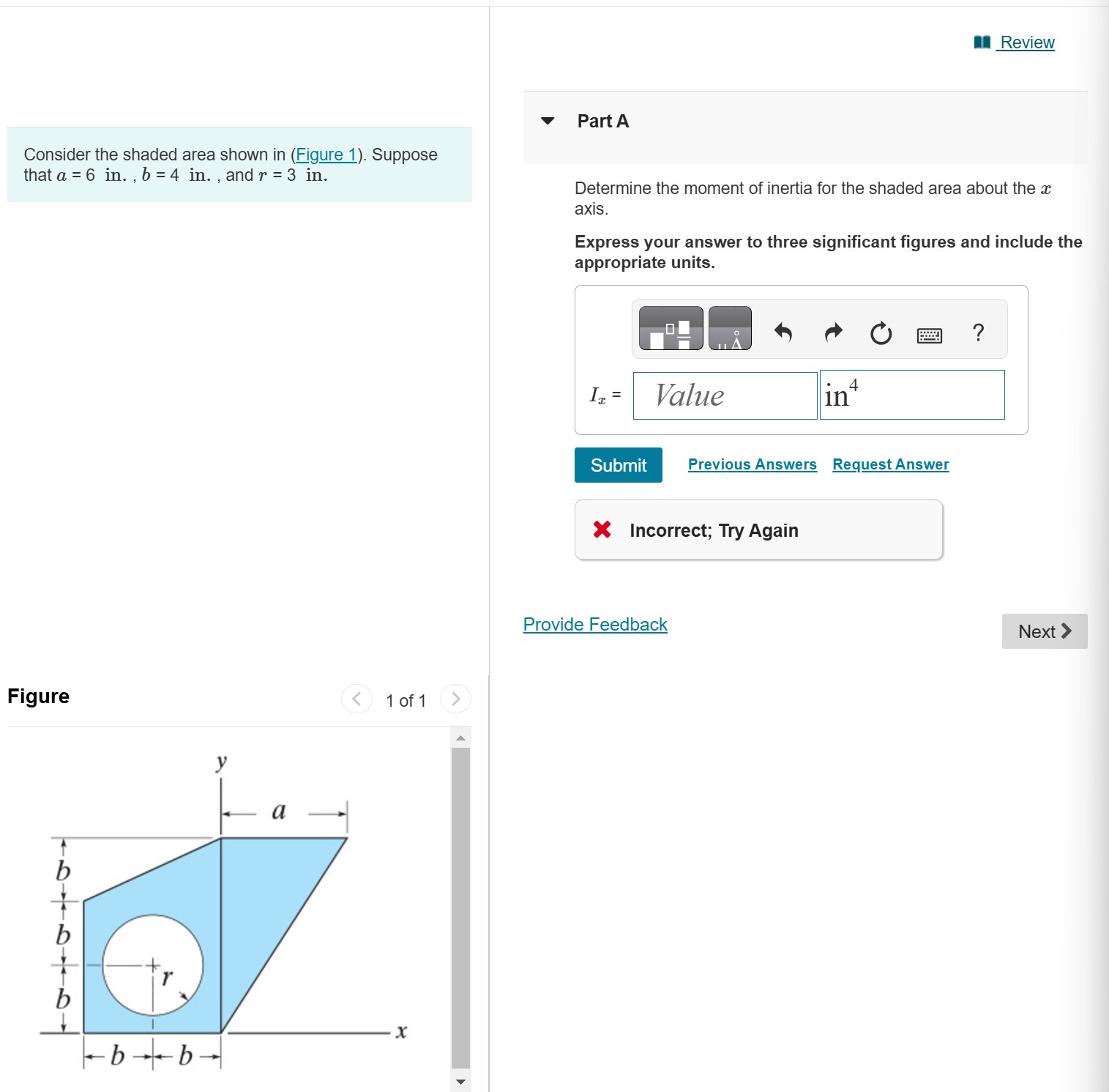 Solved Consider the shaded area shown in (Figure 1). | Chegg.com