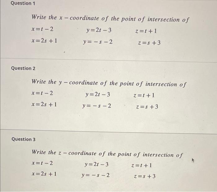 Solved Write the x-coordinate of the point of intersection | Chegg.com
