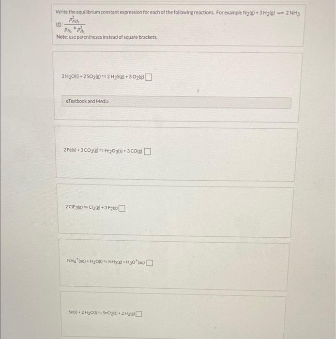 Solved 2NH3 Write the equilibrium constant expression for | Chegg.com