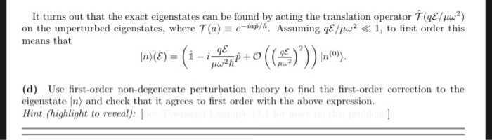Solved Problem 7.1 - Non-degenerate Perturbation Theory | Chegg.com