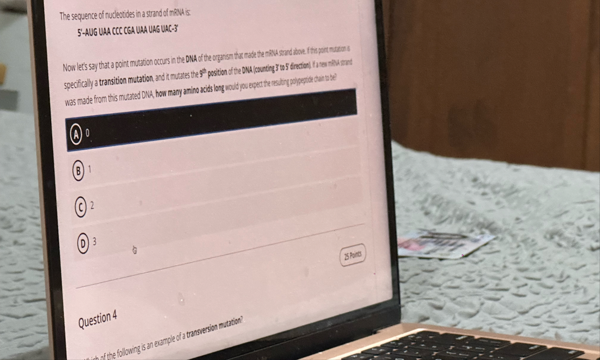 Solved The sequence of nucleotides in a strand of mRNA | Chegg.com