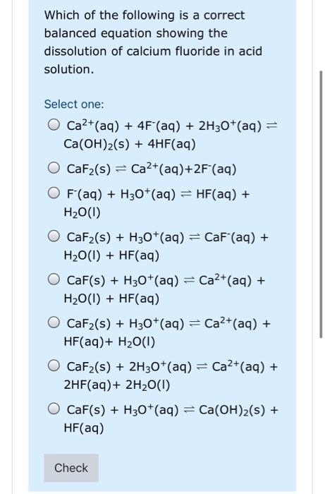 Solved Which of the following is a correct balanced equation | Chegg.com