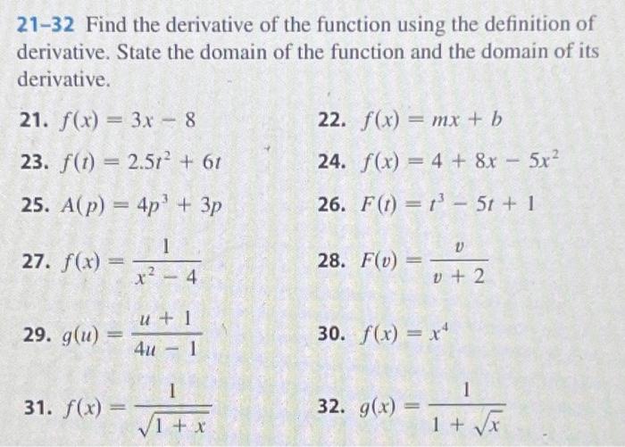Solved 21-32 Find the derivative of the function using the | Chegg.com