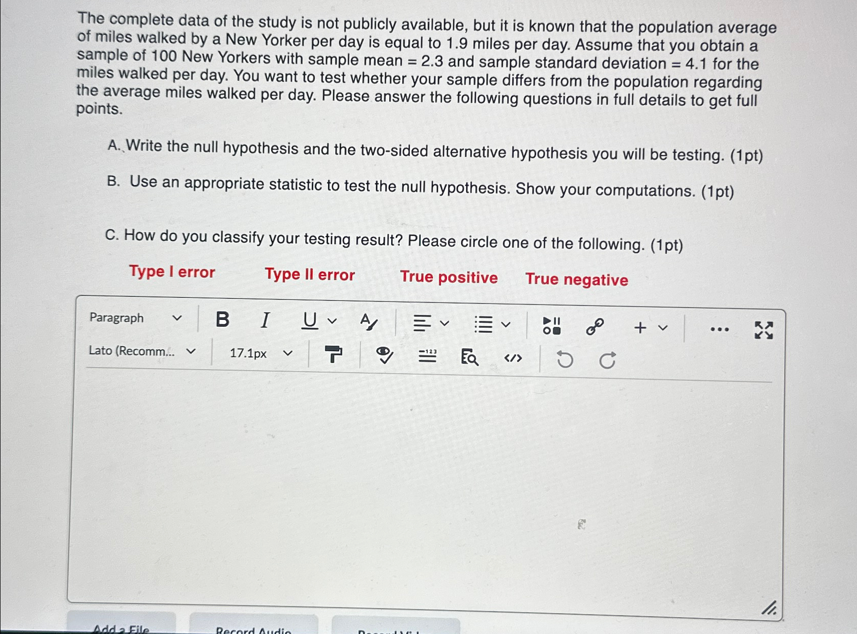 Solved The complete data of the study is not publicly | Chegg.com