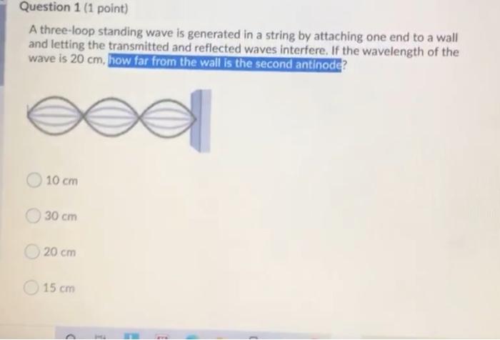 Solved Question 1 (1 point) A three-loop standing wave is | Chegg.com