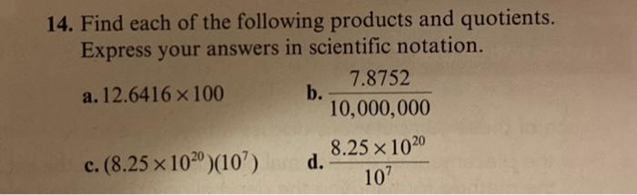 Solved 14. Find each of the following products and | Chegg.com