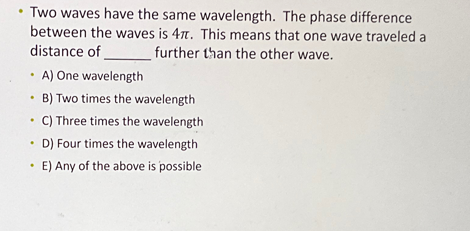 Solved Two waves have the same wavelength. The phase | Chegg.com
