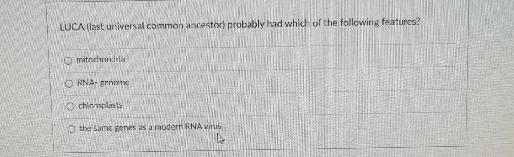 Solved LUCA (last universal common ancestor) ﻿probably had | Chegg.com