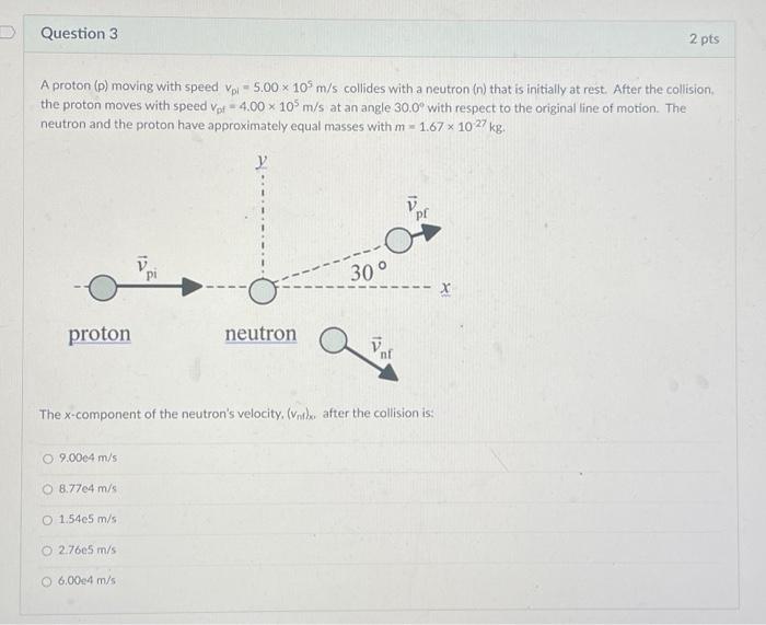 Solved A proton (p) moving with speed vpi=5.00×105 m/s | Chegg.com