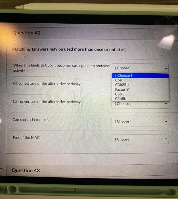 Solved Question 42 Matching (answers may be used more than | Chegg.com