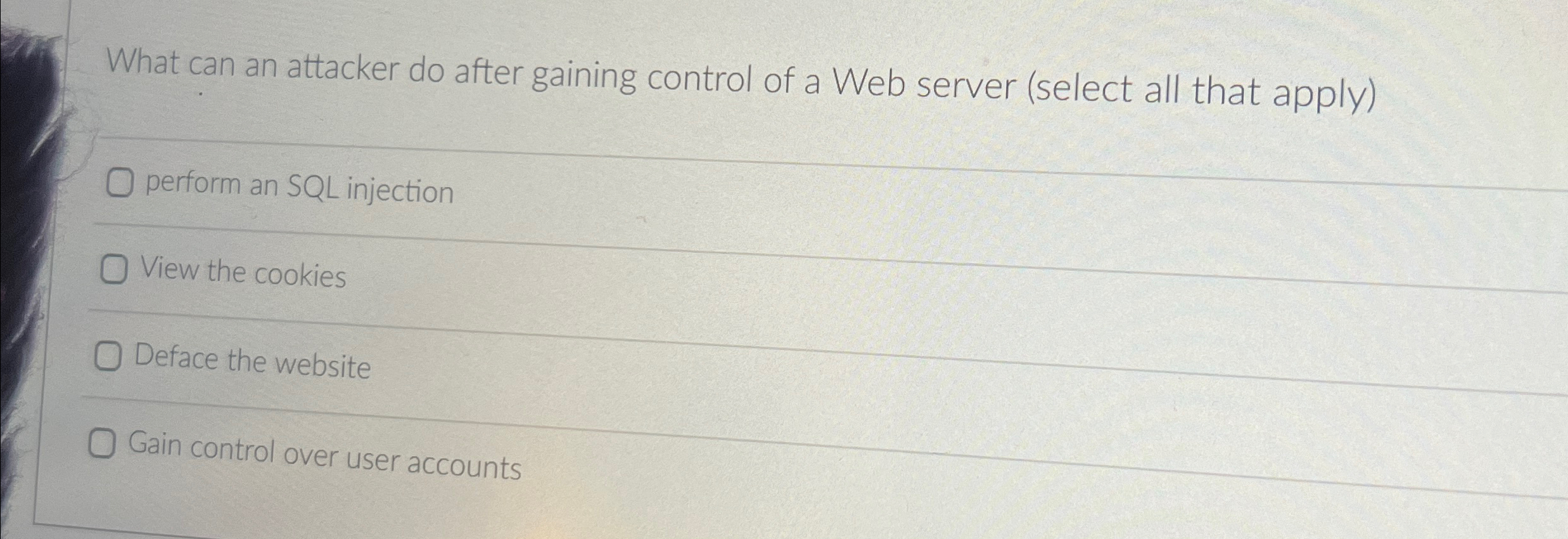 Solved What can an attacker do after gaining control of a | Chegg.com