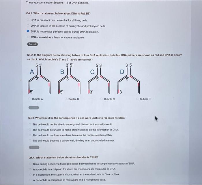 Solved These ions Cover Sections 1 2 Of DNA Explored Chegg