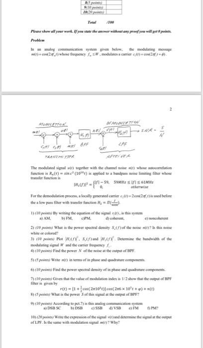 Problem Please show all your work. If you state the | Chegg.com