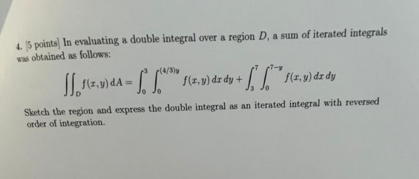 Solved [5 ﻿points] ﻿In evaluating a double integral over a | Chegg.com