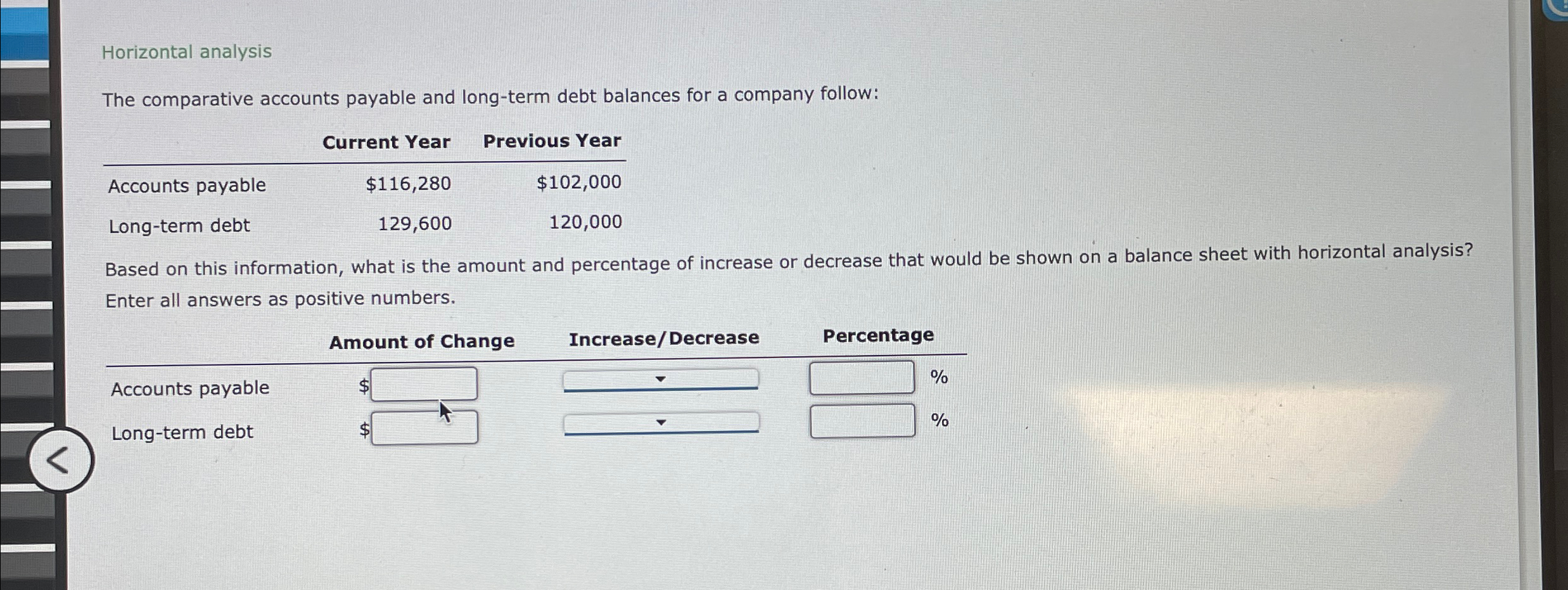 Solved Horizontal analysisThe comparative accounts payable | Chegg.com