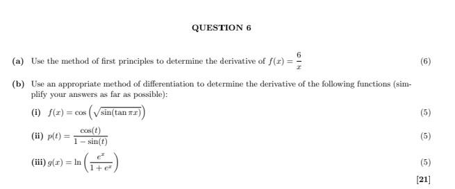Solved (a) Use the method of first principles to determine | Chegg.com