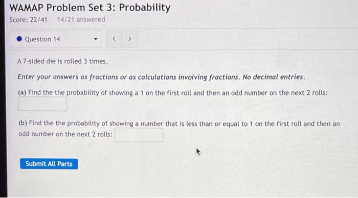 Solved WAMAP Problem Set 3: Probability Score: 22741 14/21 | Chegg.com