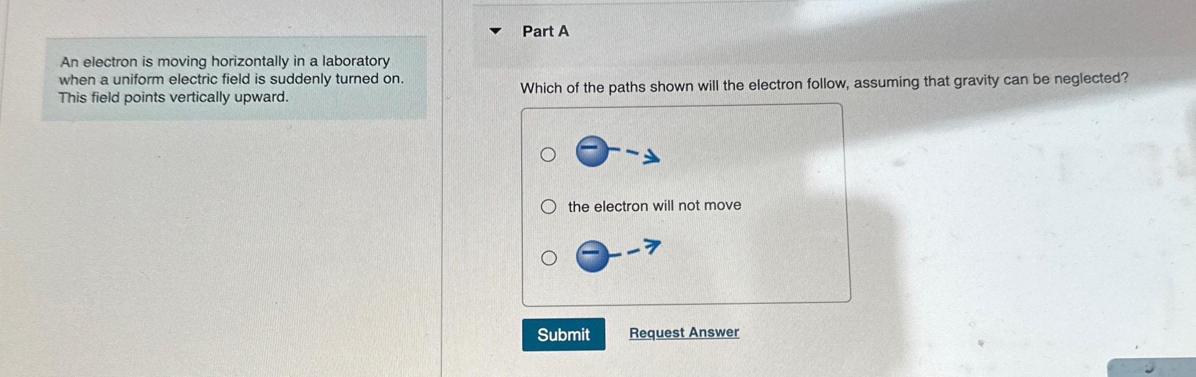 Solved Part AAn electron is moving horizontally in a | Chegg.com