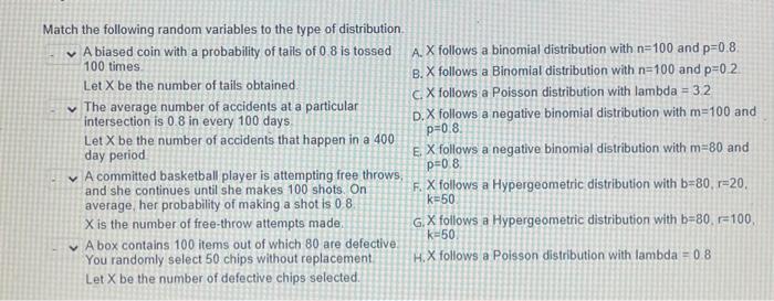 Solved Match the following random variables to the type of | Chegg.com