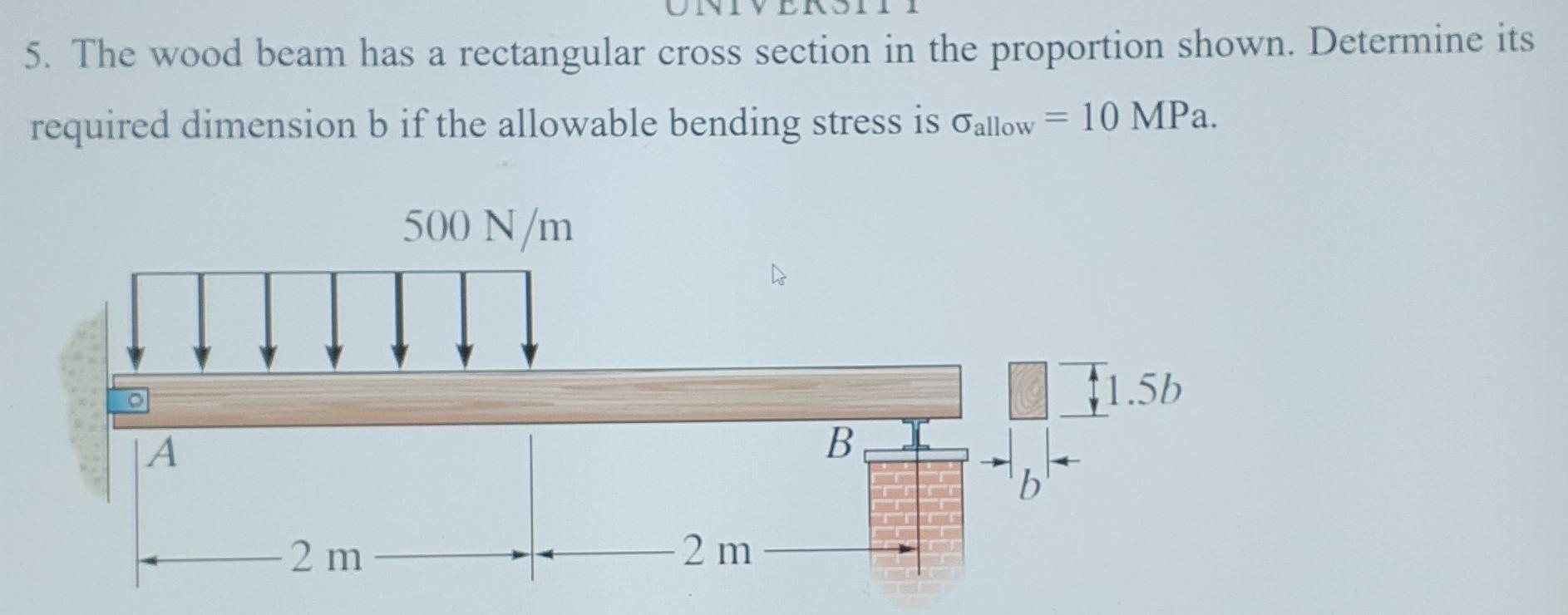 Solved 5. The wood beam has a rectangular cross section in | Chegg.com