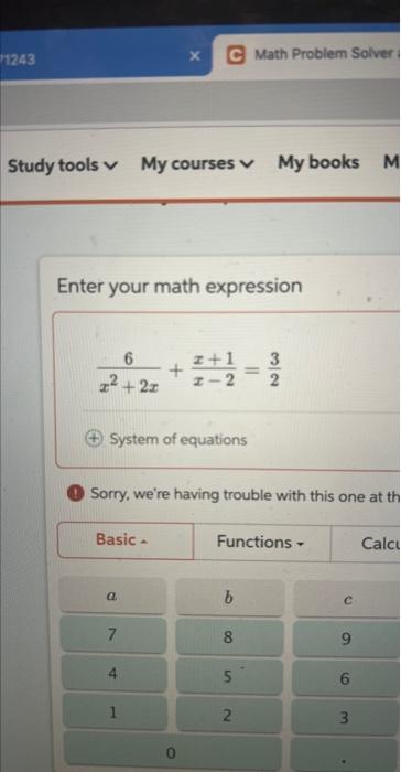 Solved Enter your math expression x2+2x6+x−2x+1=23 System of | Chegg.com