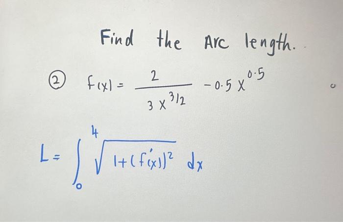 Solved Find the Arc length. (2) | Chegg.com