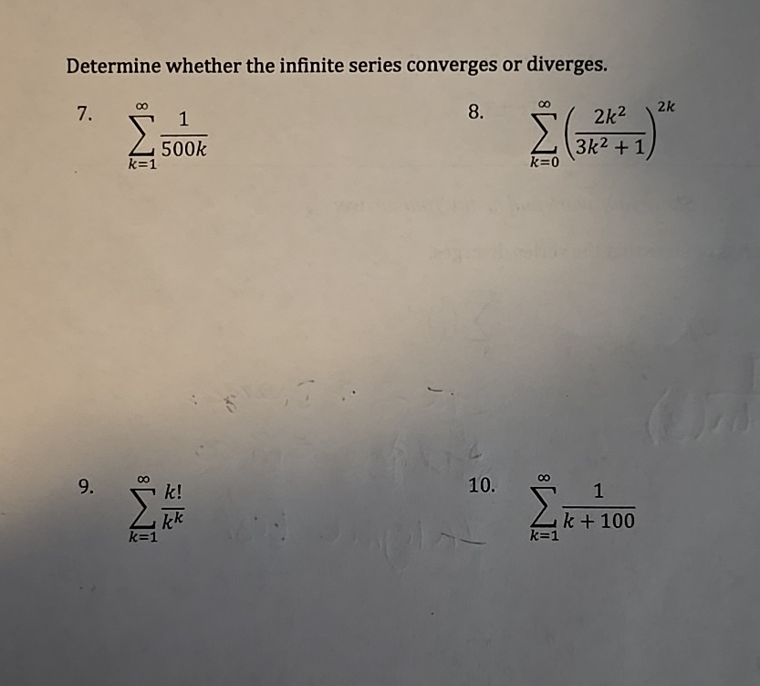 Solved Determine whether the infinite series converges or | Chegg.com