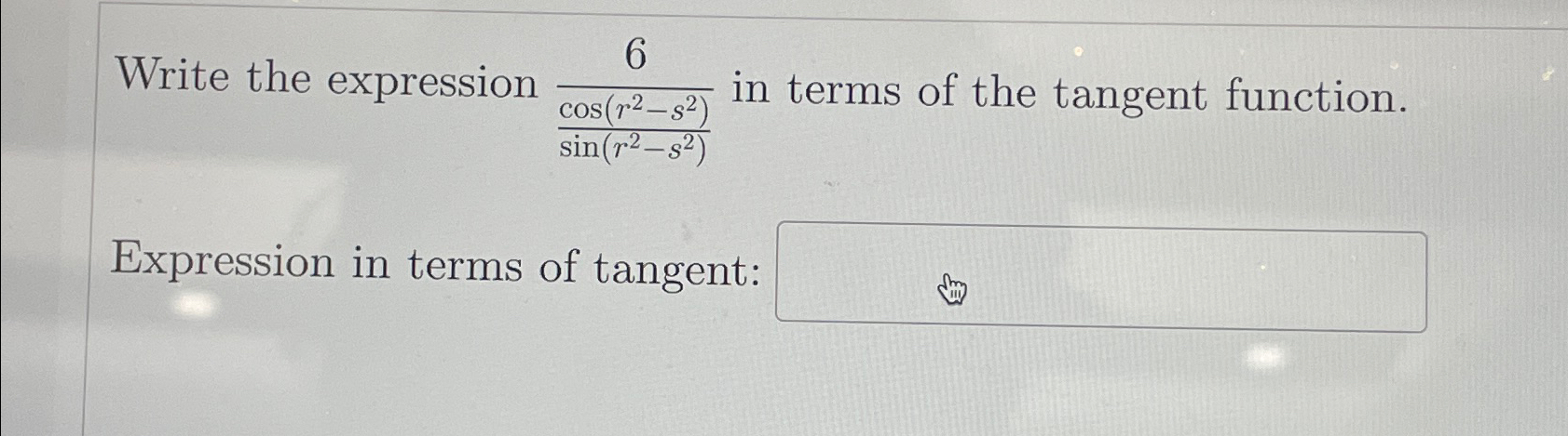 Solved Write the expression 6cos(r2-s2)sin(r2-s2) ﻿in terms | Chegg.com