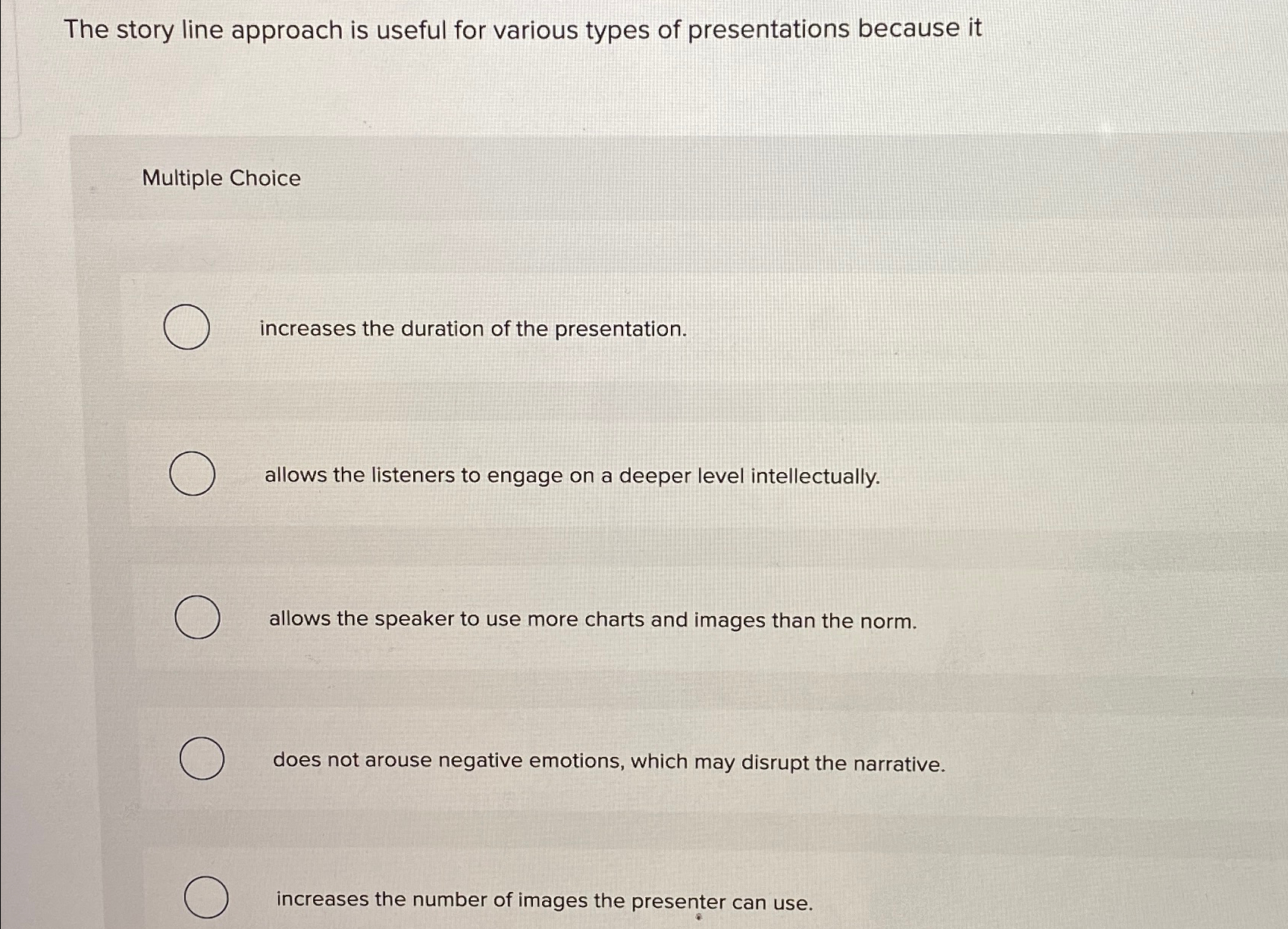 Solved The story line approach is useful for various types | Chegg.com