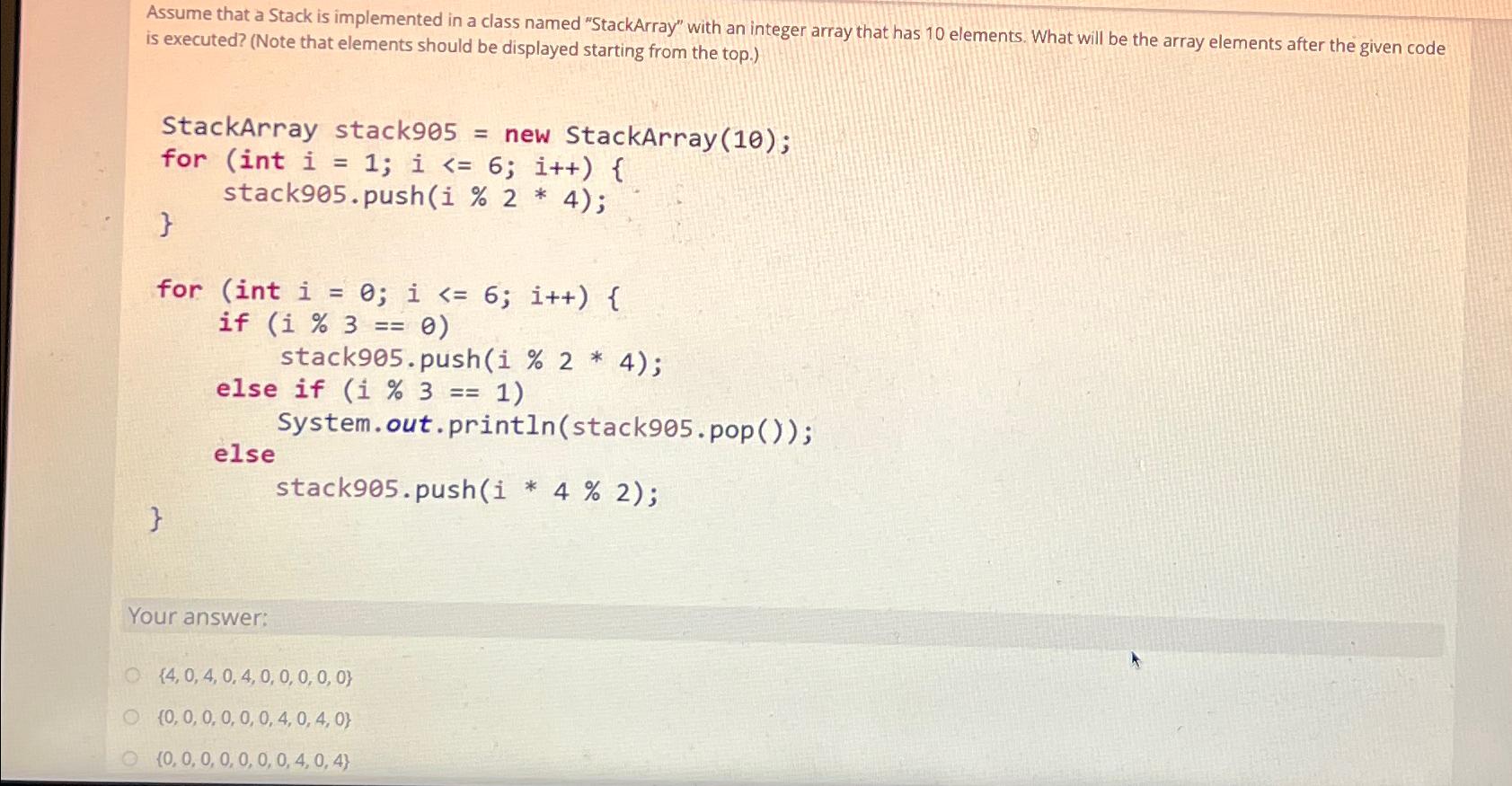 Solved Assume that a Stack is implemented in a class named | Chegg.com