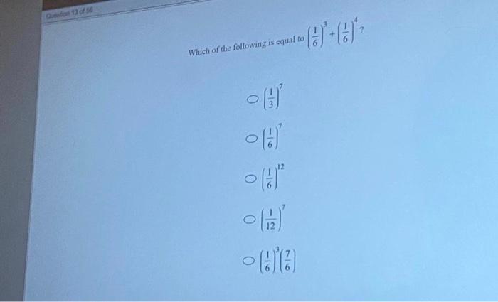 Solved Which of the following is equal to (61)3+(61)4 ? | Chegg.com
