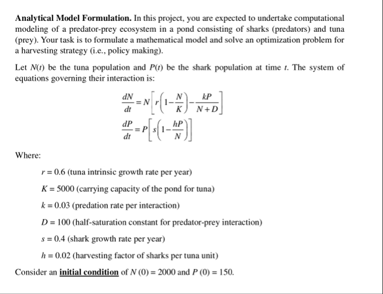 Solved Analytical Model Formulation. In this project, you | Chegg.com