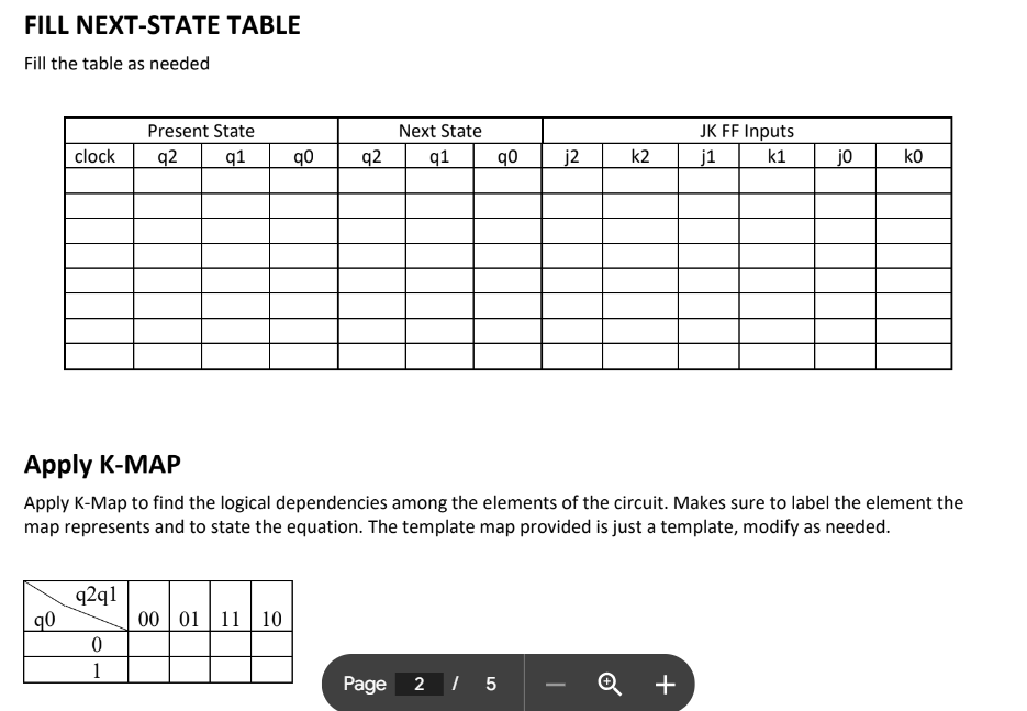 Solved FILL NEXT-STATE TABLEFill the table as neededApply | Chegg.com