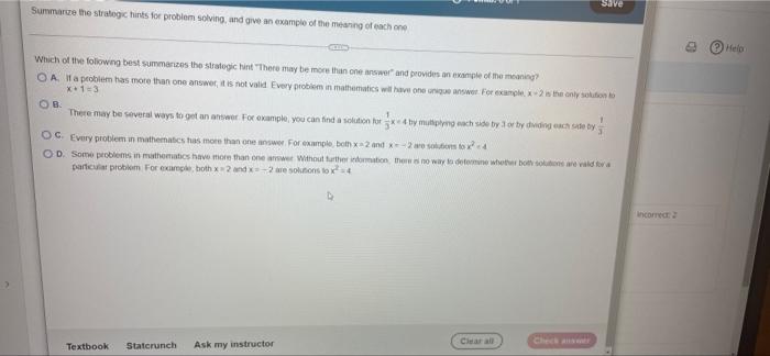 Solved Save Summare the strategic hints for problem solving, | Chegg.com