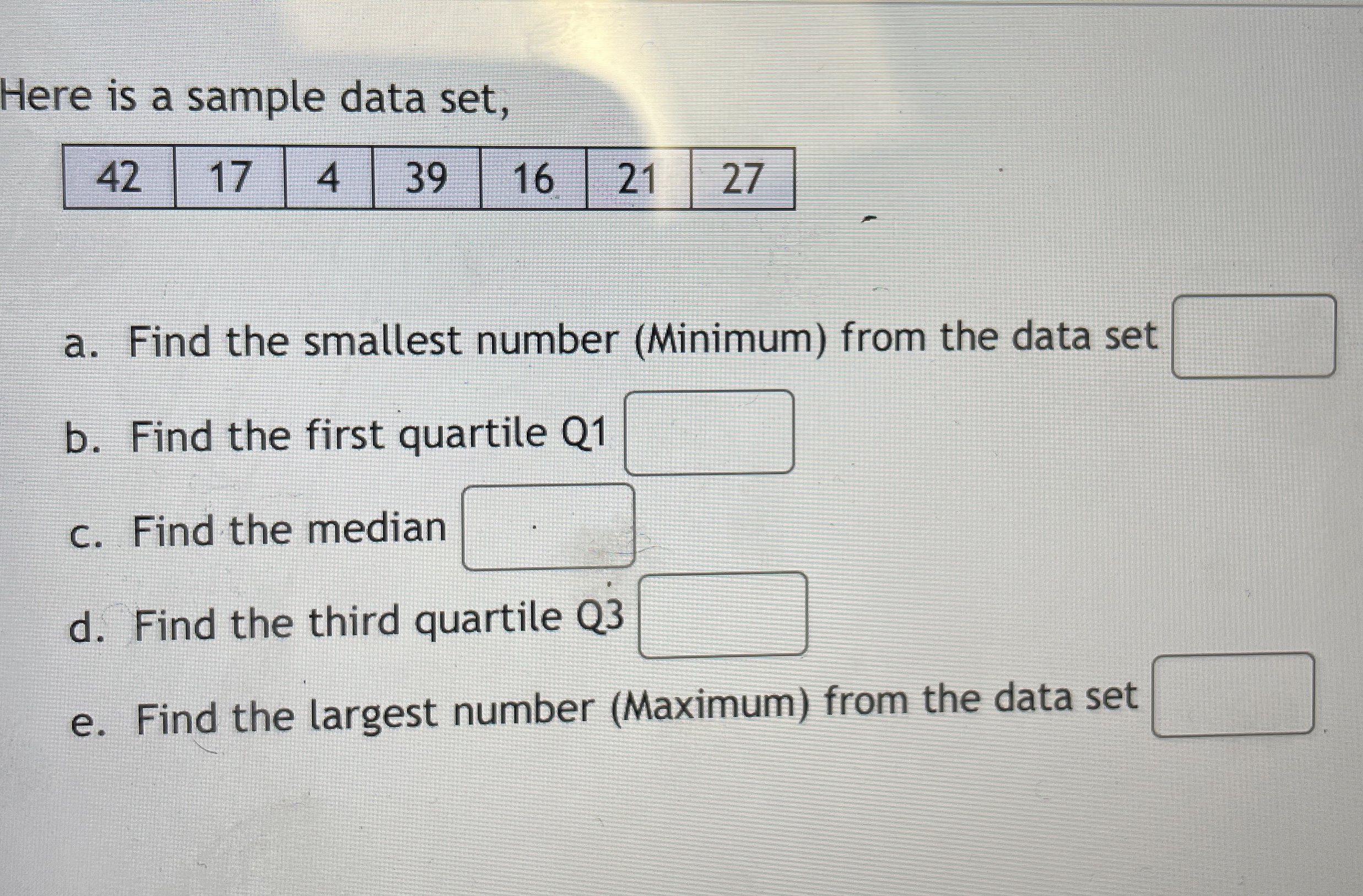 Solved Here is a sample data set,a. ﻿Find the smallest | Chegg.com