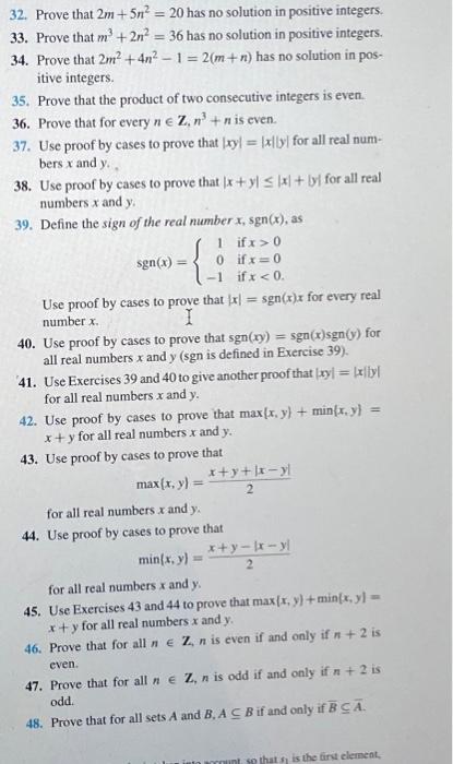 Solved 32. Prove that 2m+5n2=20 has no solution in positive | Chegg.com