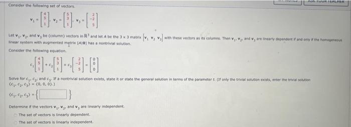 Solved Consider the following set of vectors. | Chegg.com